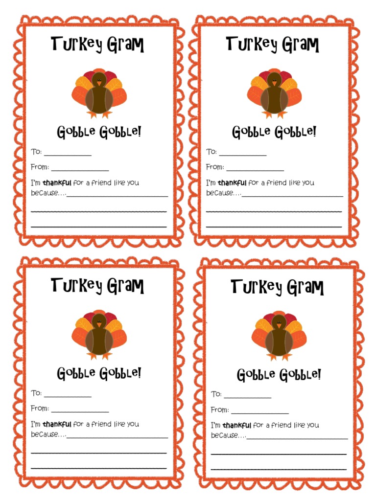 Turkey Gratitude Template | PDF | Career & Growth | Cooking, Food & Wine
