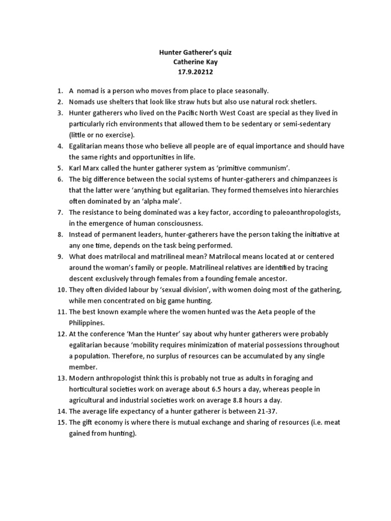 Semi-Sedentary Hunter-Gatherers Explained | PDF