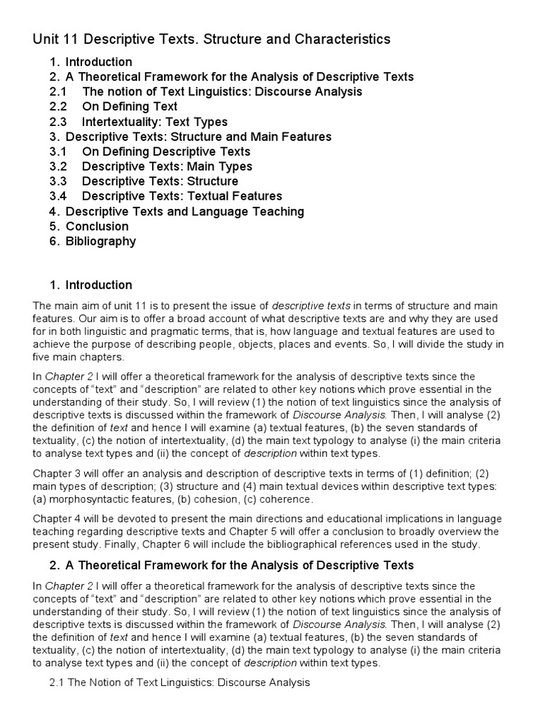 Unit 11 Descriptive Texts | PDF