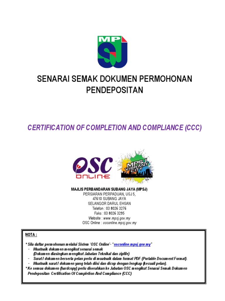 H.2.1 Senarai Semak Dokumen Permohonan Pendepositan Certification of ...