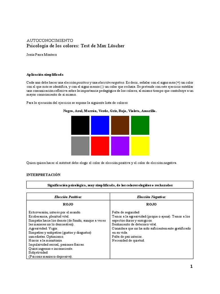 Test Max Lüscher Aplicación | PDF | Color | Las emociones