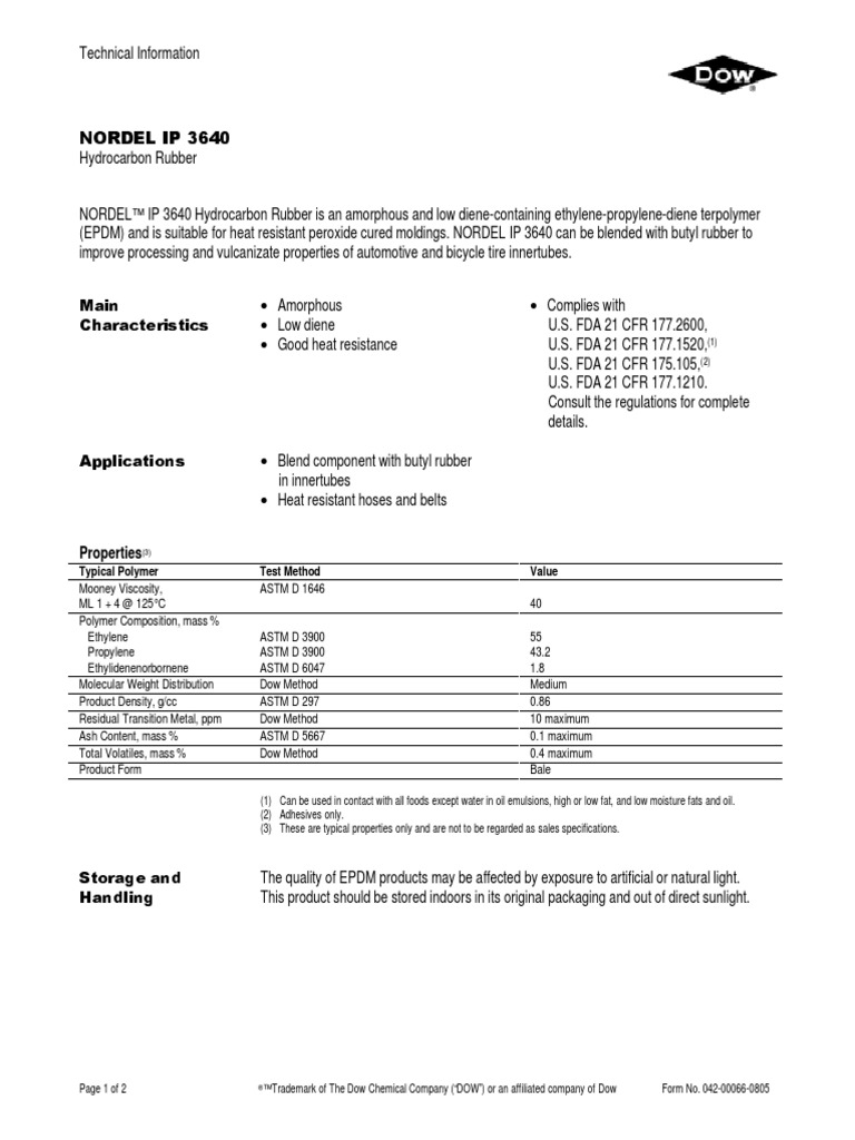 Nordel Ip 3640 | PDF | Chemical Substances | Chemistry
