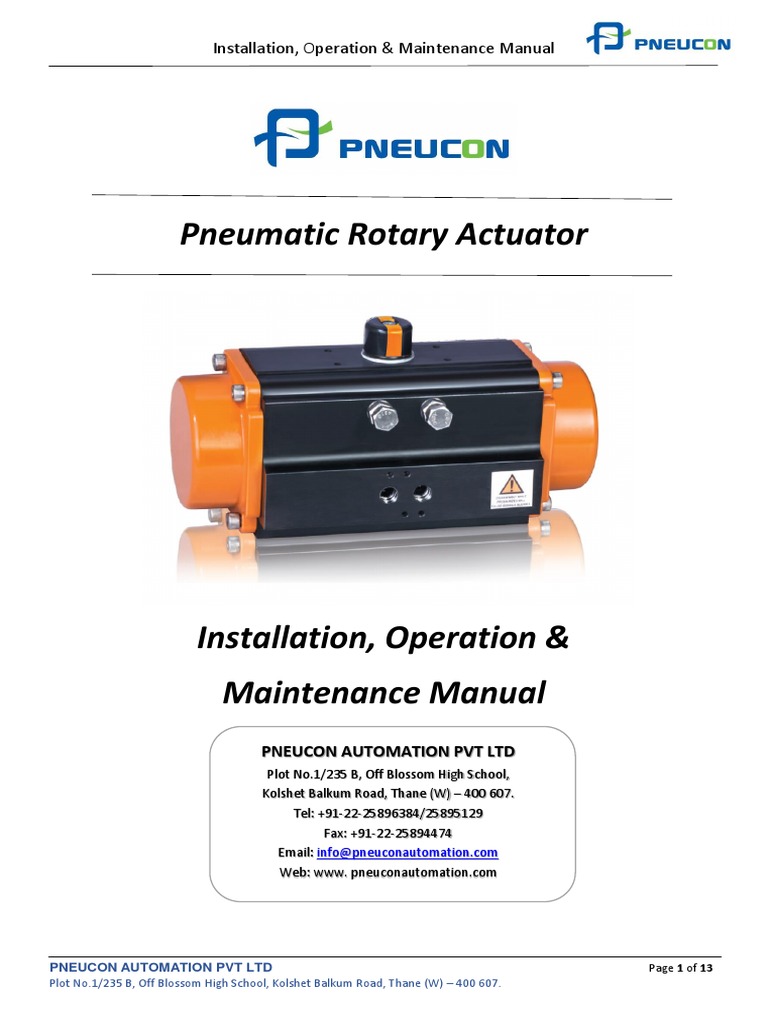 PVIM Pneucon Rotary Actuator | PDF | Valve | Actuator