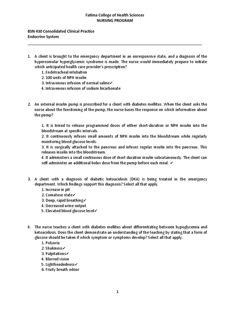 Endocrine System - Answers | PDF | Diabetes | Hyperglycemia