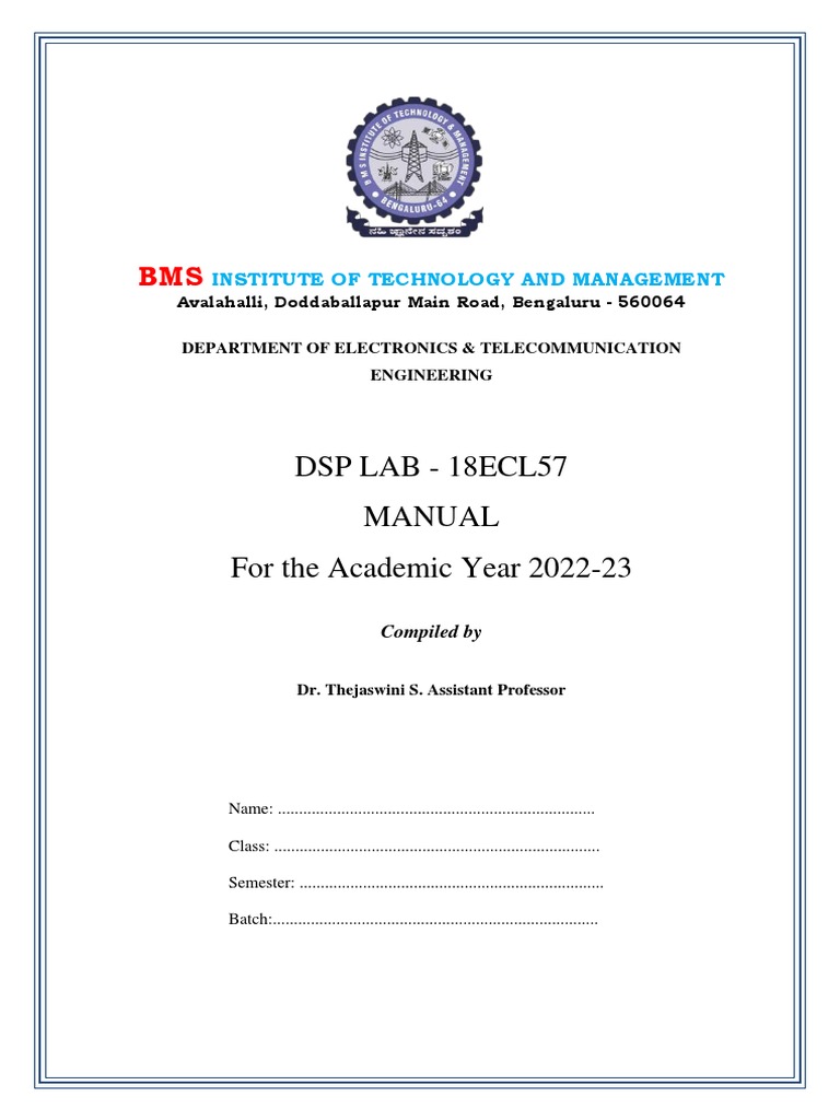 DSP Lab Manual 2022 23 | PDF | Sampling (Signal Processing) | Convolution