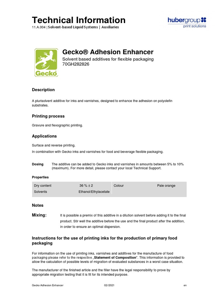 11A004 en 2102 Adhesion Enhancer-70GH282826 | PDF | Printing | Varnish