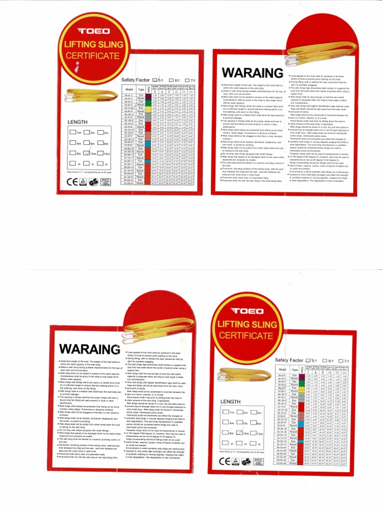 Togo Webbing Sling - 3T 10M Sertifikat | PDF