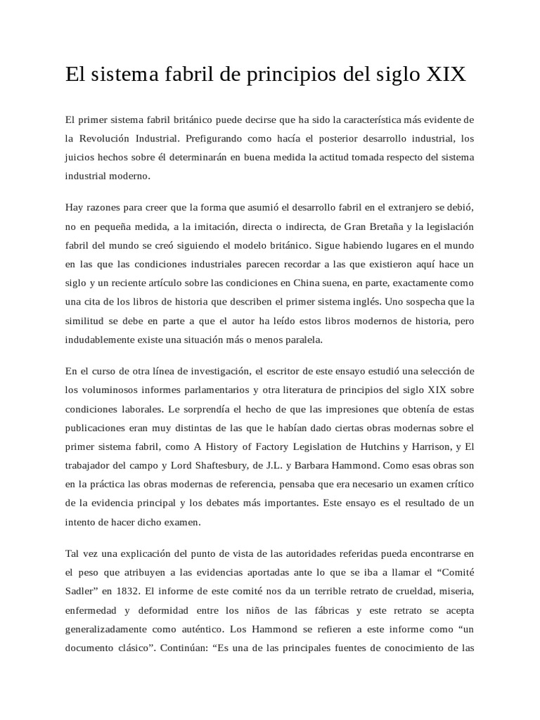 El Sistema Fabril de Principios Del s.XIX William Hutt | PDF ... El Sistema Fabril de Principios Del s.XIX William Hutt | PDF ...
