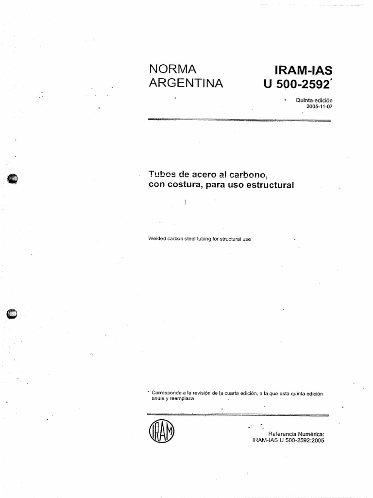 Norma - IRAM IAS U 500 2592 - 20051107 - Quinta Edicion | PDF