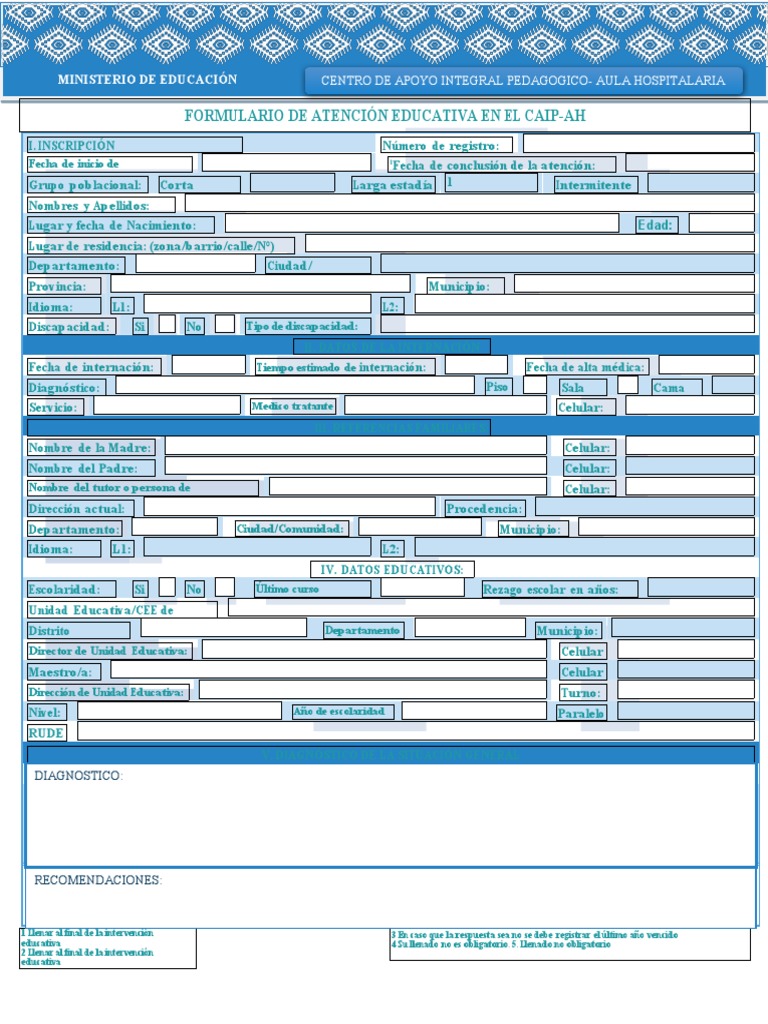 Formulario Atencion CAIP AH | PDF | Ciencias de la Salud