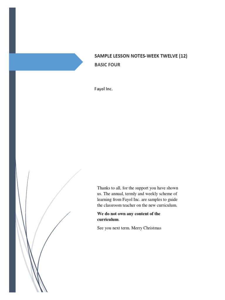 Basic 4 Lesson Note Template | PDF | Learning | Curriculum
