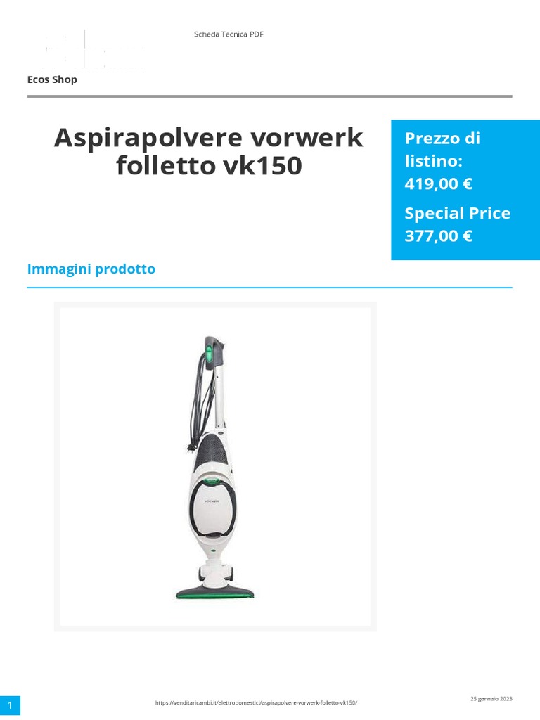 Aspirapolvere Vorwerk Folletto vk150 | PDF