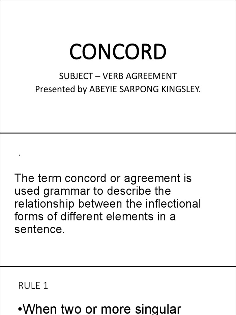 Concord 1 | PDF | Grammatical Number | Plural