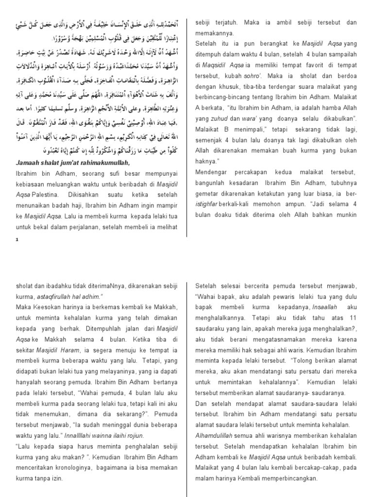 Nasihat Ibrahim bin Adham tentang Halal | PDF