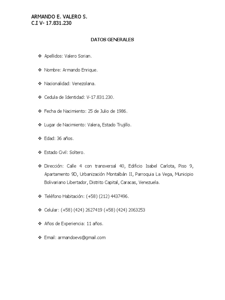 Curriculum Armando | PDF