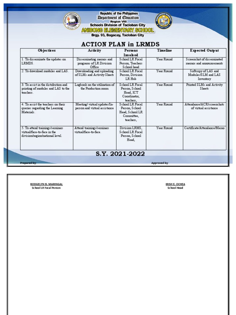 LRMDS Action Plan | PDF | Computing