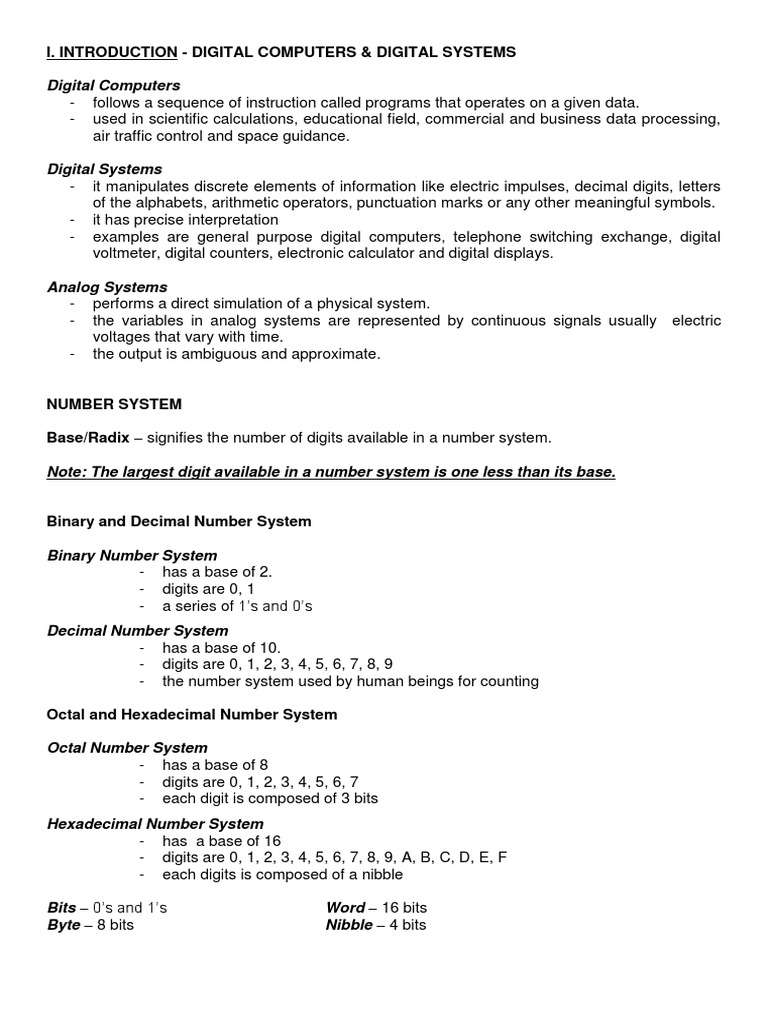 Overview of Digital Computers and Systems | PDF | Logic Gate | Boolean ...