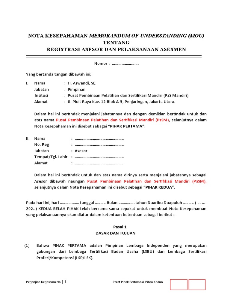 F MOU Asesor - Final | PDF