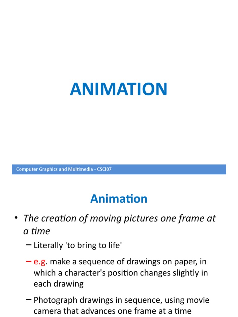 Computer Graphics and Multimedia - Animation | PDF | Animation | Graphics