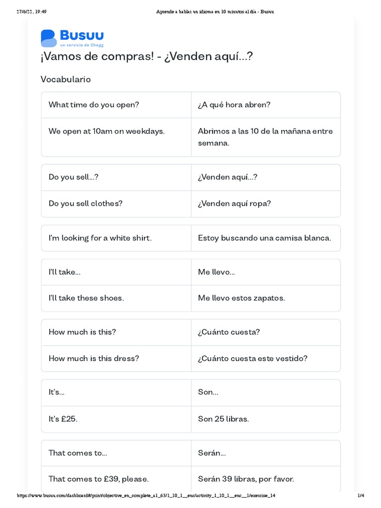 Ir de Compras Ingles | PDF