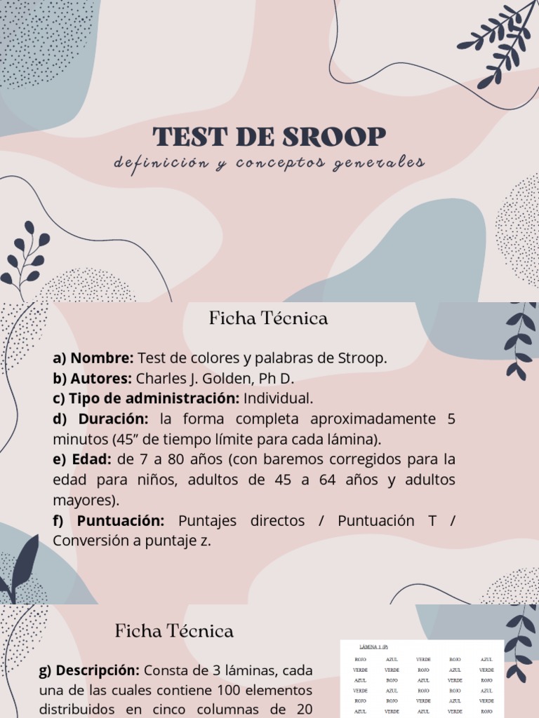 Presentacion Test de Stroop | Descargar gratis PDF | Color | Cognición