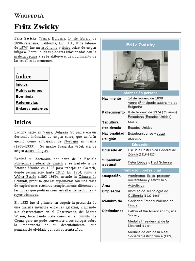 Fritz Zwicky | PDF | Cosmología | Física