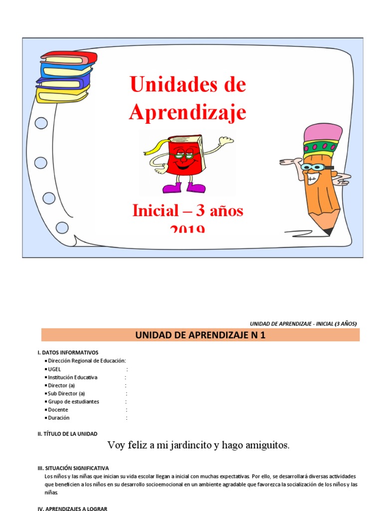 Unidad de Aprendizaje - 3 Años | PDF | Aprendizaje | Ciencia cognitiva