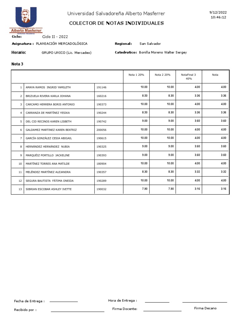 Reportes Nota 3 A | PDF