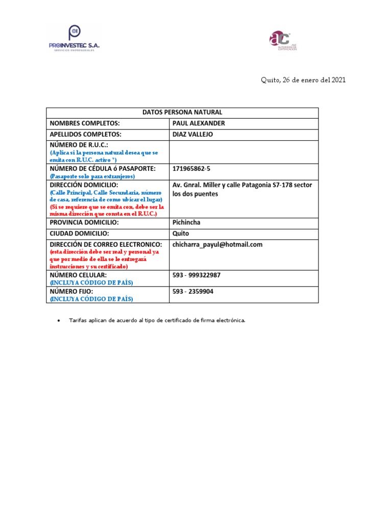 DATOS-CONTACTO-y-CARTA-DE-AUTORIZACION PAUL DIAZ | PDF
