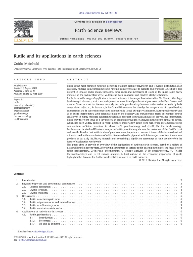 Meinhold - 2010 - Rutile and Its Applications in Earth Sciences | PDF | Sedimentary Rock ...