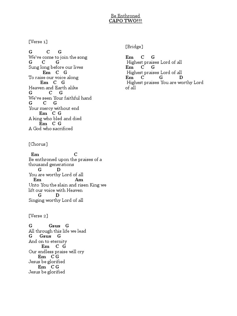 Be Enthroned Chords | PDF