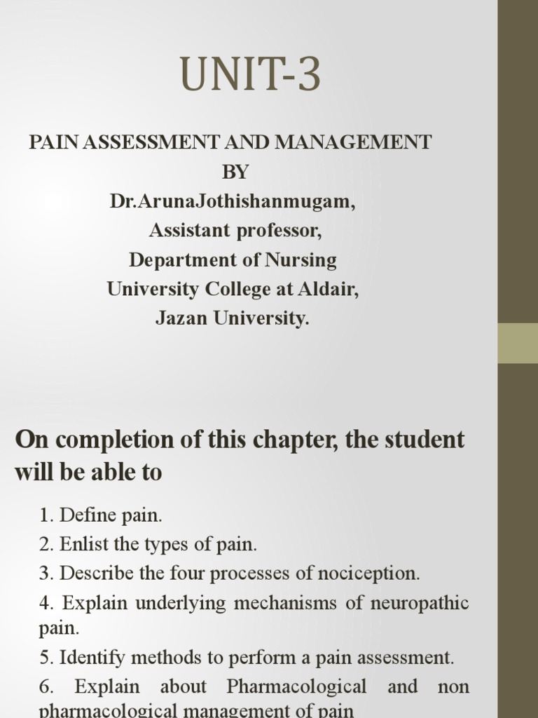 Unit-3 - Pain Management | PDF | Shock (Circulatory) | Analgesic