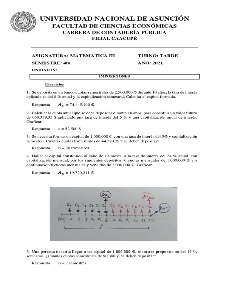 IMPOSICIONES - Ejercicios | PDF | Economias | Servicios financieros