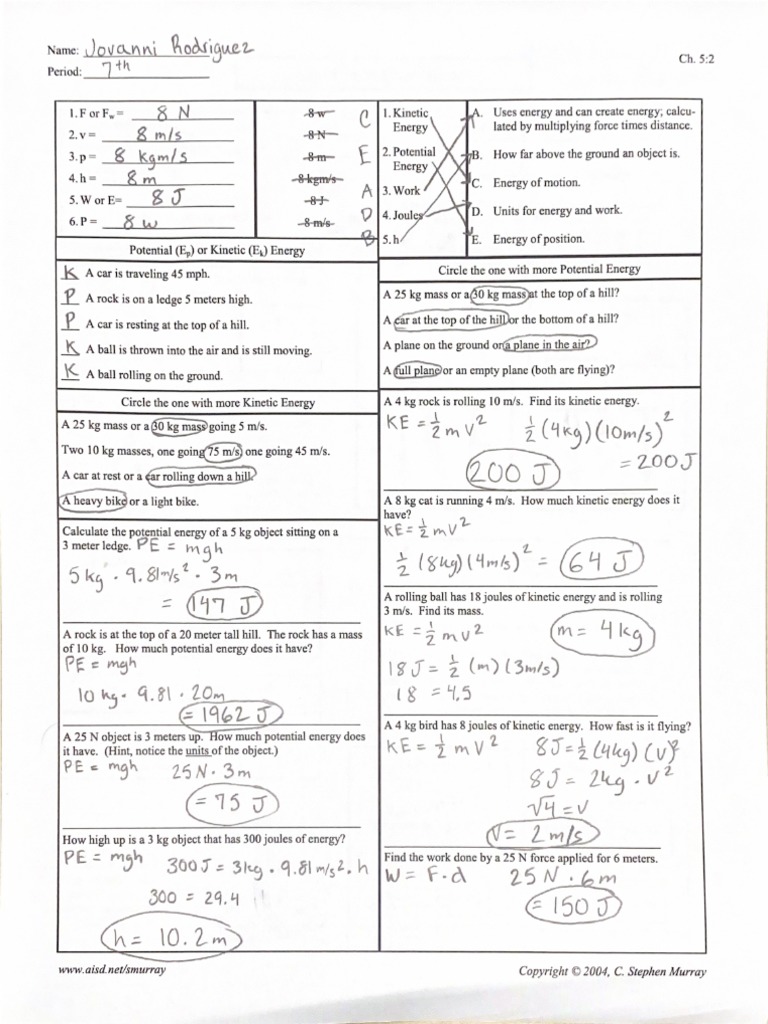 Potential and Kinetic Energy | PDF