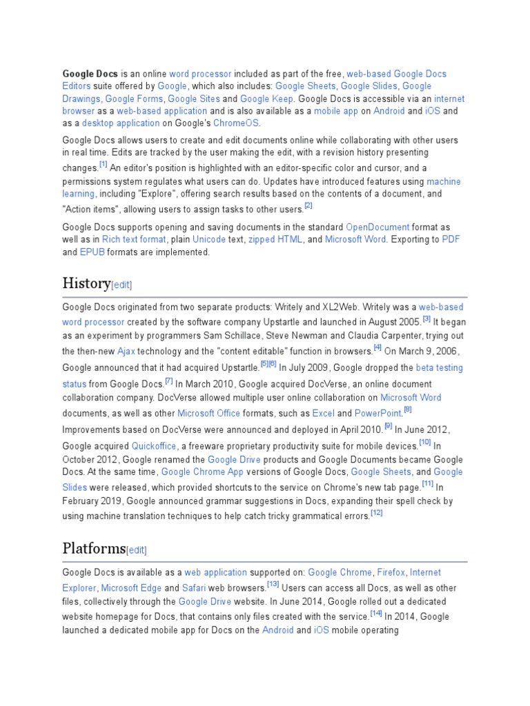 Overview of Google Docs Features | PDF