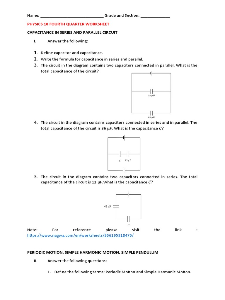 Phys10 Fourth Quarter Worksheet | PDF | Mirror | Oscillation