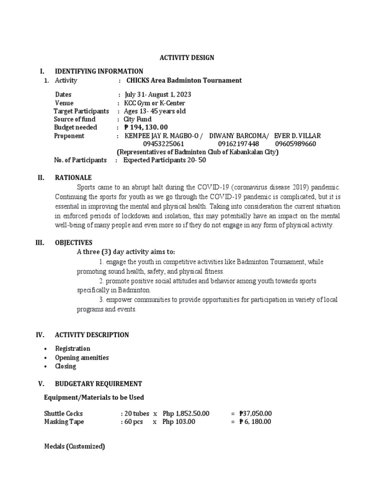 Chicks Area Badminton Tournament | PDF | Health Sciences