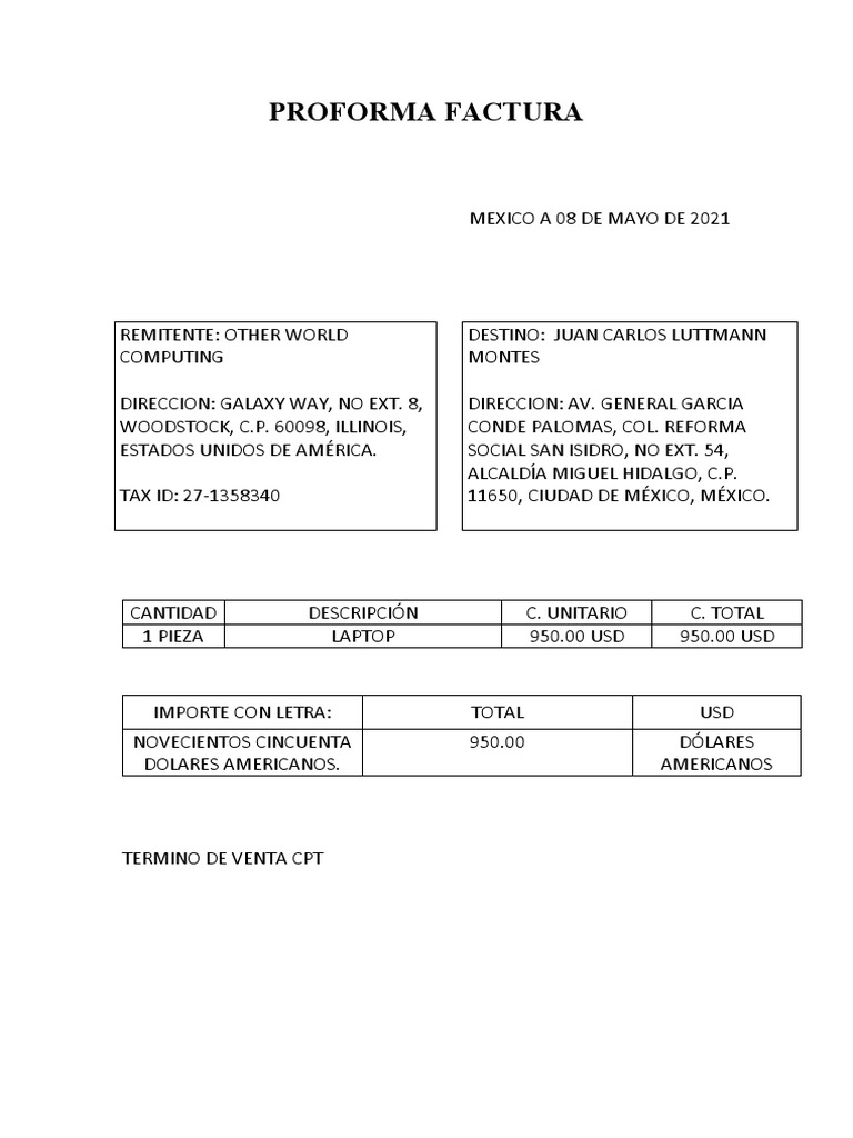 Carta Factura 01 | PDF
