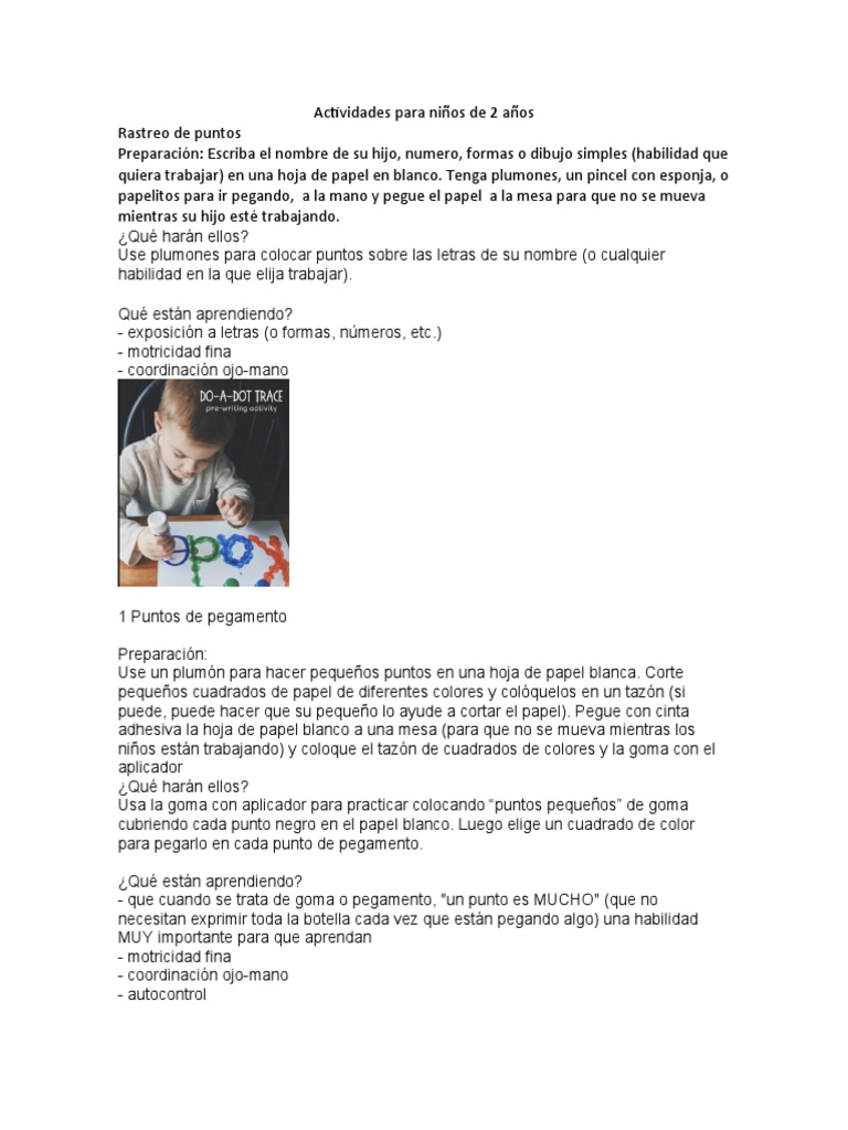 Actividades para Niños de 2 Años | PDF