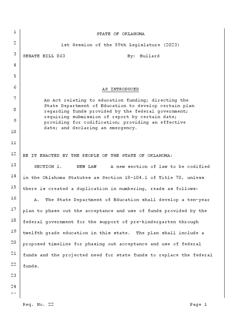 Senate Bill 863 | PDF | Codification (Law) | Bill (Law)