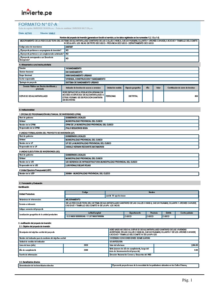 Ficha Cui | PDF | Alcantarillado | Economias