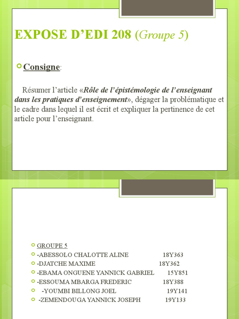 Présentation Groupe 5 | PDF | Épistémologie | Cognition