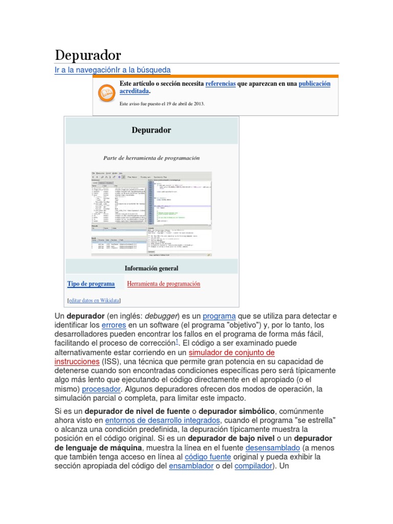 Depurador | PDF | Ingeniería de software | Ciencias de la Computación