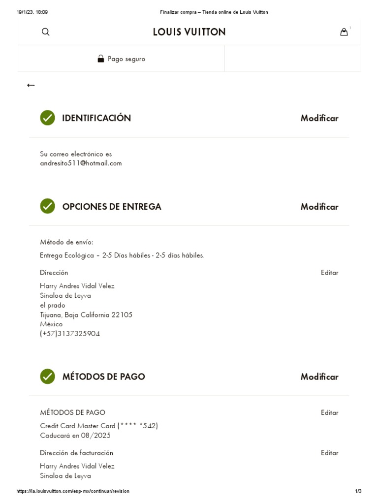 Finalizar Compra - Tienda Online de Louis Vuitton | PDF | Las compras ...