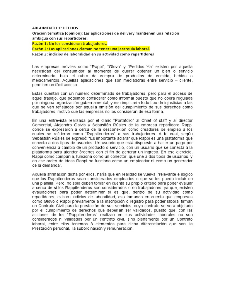Argumento 1 | PDF | Derecho laboral | Business