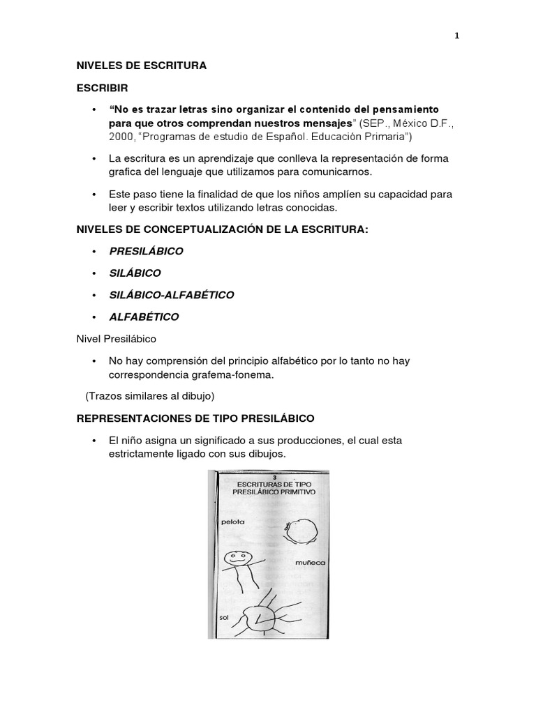 Niveles De Escritura Emilia Ferreiro Pdf Escritura Sílaba