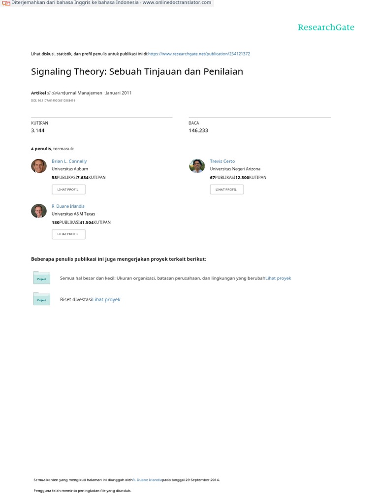 Signaling Theory A Review and Assessment - En.id | PDF