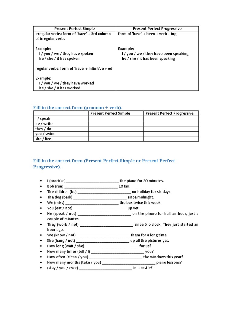 Present Perfect Simple | Download Free PDF | Language Families ...