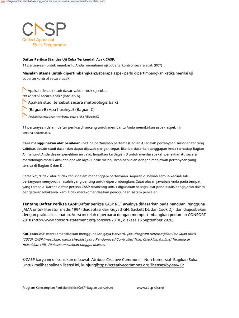 Translate CASP - RCT - Checklist - PDF - Fillable - Form | PDF