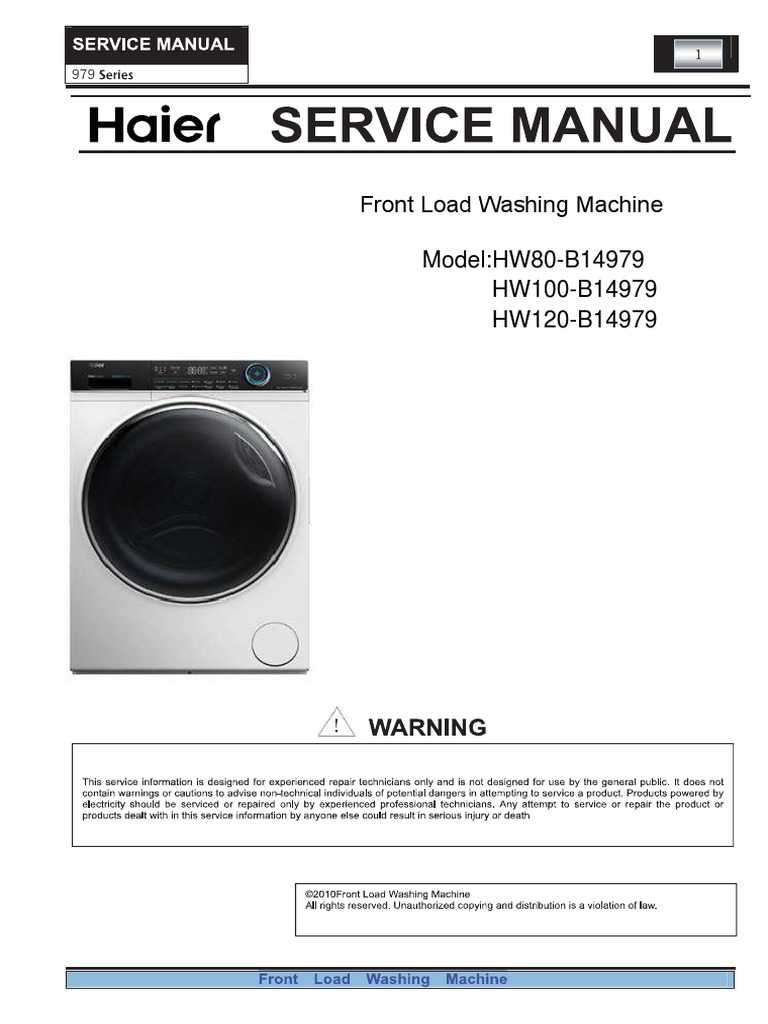 Haier Hw80, Hw100, Hw120-b14979 979 Series Washing Machine SM | PDF ...